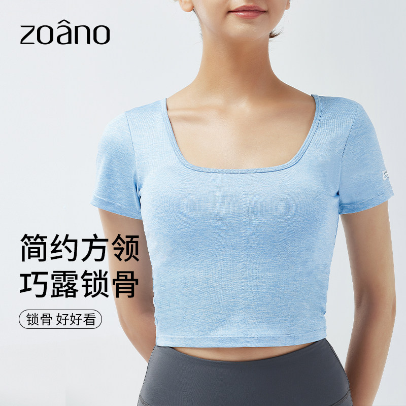 ZOANO佐纳二合一瑜伽健身背心式运动内衣女舒适修身跑步短袖t恤