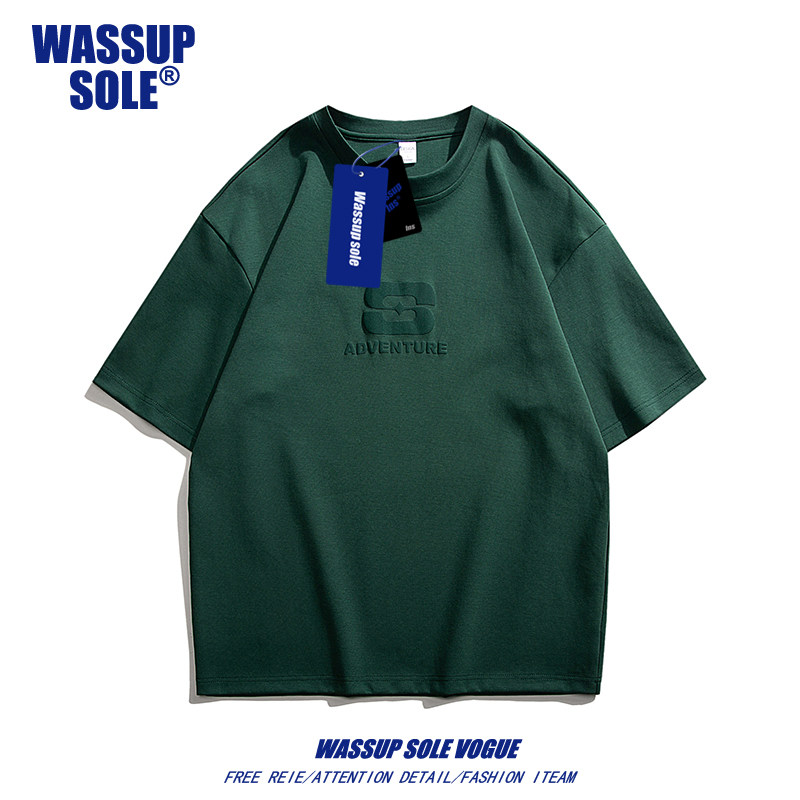 WASSUP OPERA潮牌麂皮绒圆领短袖t恤男2023夏季学生宽松半袖T恤_虎窝淘