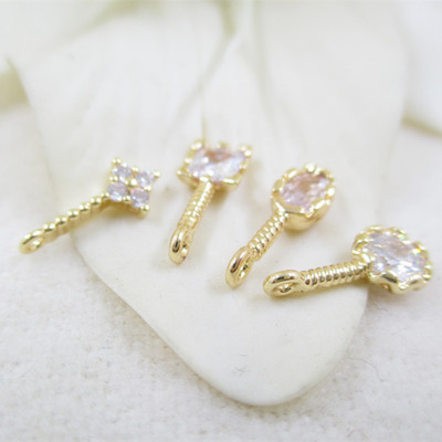 铜镀吊饰14K真金白钻迷你吊坠手