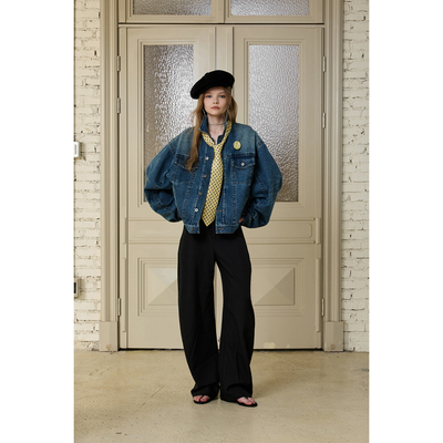 fit calling 经典水洗蓝廓形秋冬款牛仔外套女宽松百搭夹克上衣