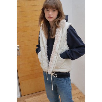 fit calling 正反两穿环保山羊圈马甲外套女冬季新款加厚马夹上衣