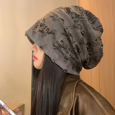 韩版做旧破洞字母冷帽女废土风