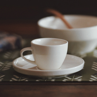 美国正品ins韩式乳白色陶瓷咖啡杯碟拿铁浓缩espress咖啡杯