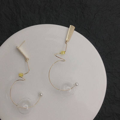 气泡设计感水晶玻璃球耳环个性夸张耳饰小众轻奢ins风饰品