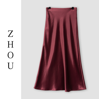 （周哥甄选）酒红色半身裙-20404