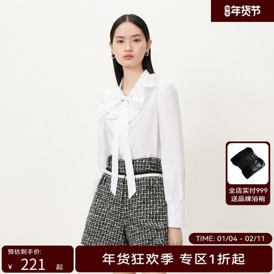 【商场同款】HPLY荷比俪秋季新款法式蝴蝶结衬衫HMD34630286