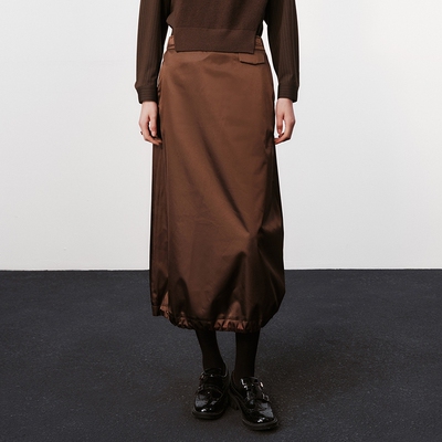 H·GENTEEL荷高新款冬装女拼接腰光感A型花苞半裙GCE42700558T