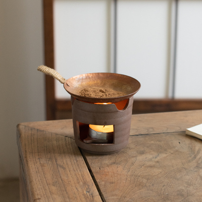 紫铜香碟手工捶打烤香碟子