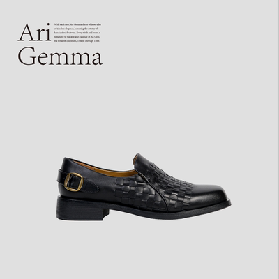 Ari Gemma｜便签·方头编织单鞋新款油蜡牛皮一脚蹬抗皱乐福鞋