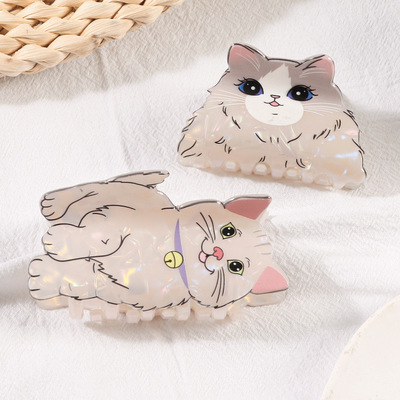 Cute Cat Hair Accessories Claw Clips 可爱猫咪醋酸抓夹鲨鱼夹