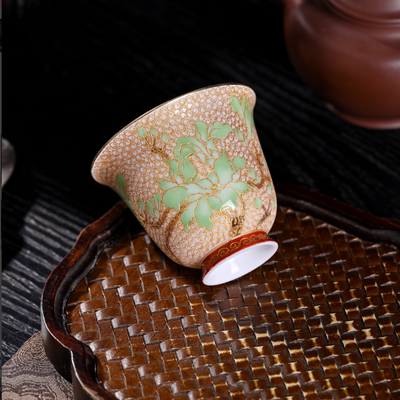 景德镇高温陶瓷茶具掐丝金珐琅手工胎手绘女士用高端礼品主人杯