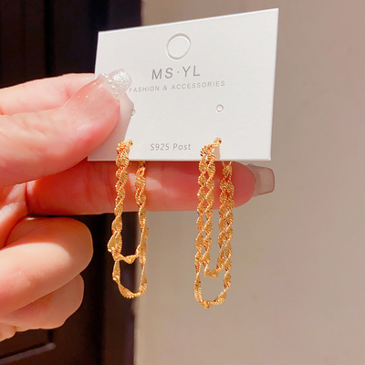 高级感轻奢时尚设计感小众法式链条耳钉一款多戴前后两戴显瘦耳环