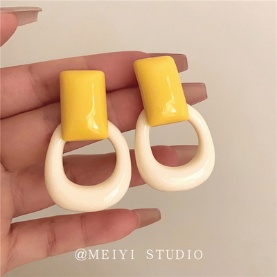 多巴胺色系可爱几何圆圈少女耳钉