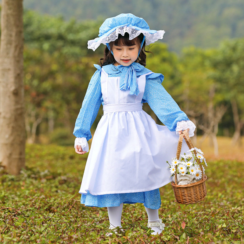 法式田园风连衣裙围裙可爱女仆装cosplay长裙写真拍摄亲子服装