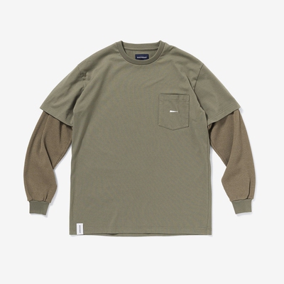 descendant现货口袋长袖假两件