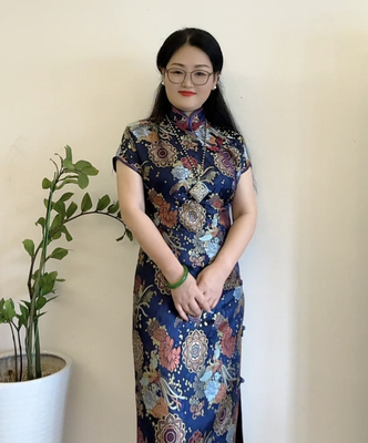 艺玮自制.新中式云锦缎国风手工旗袍2024新款复古短袖旗袍