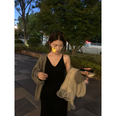 FENG甜甜_流苏针织吊带半身裙套装女秋冬季显瘦修身气质温柔背心