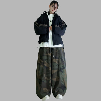 SCK伞兵裤时尚休闲裤炫彩迷彩阔腿裤显瘦6012款复古