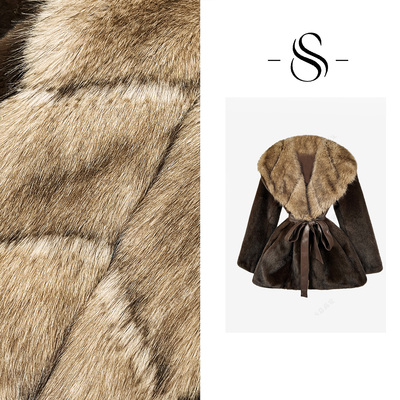 NIMOSHI【高定】冬季气质中长款束腰翻重工加厚保暖毛外套D0041