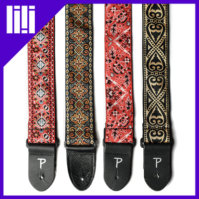 加拿大进口Perri's派瑞斯布纹布质拼花图案摇滚电木吉他背带 5CM