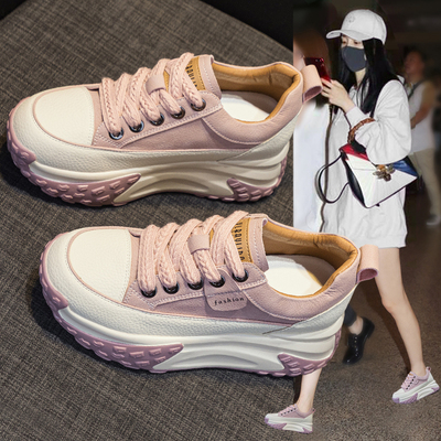 真皮内增高老爹鞋女秋季2025新款