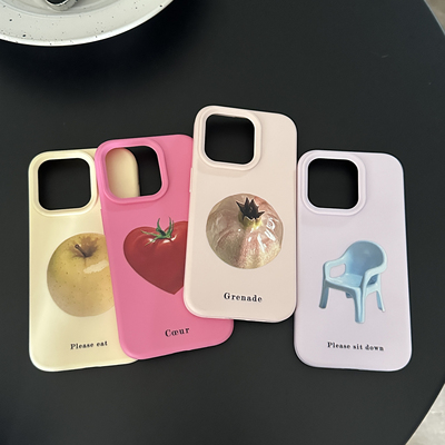RS｜大孔防摔肤感磨砂硅胶软壳ins风水果17promax手机壳iphone16艺术个性15复古文艺小众小红书爆款