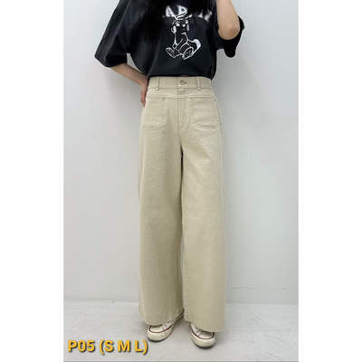 韩国代购sonata高腰休闲直筒裤纽扣2026春季时尚百搭显瘦长裤P05