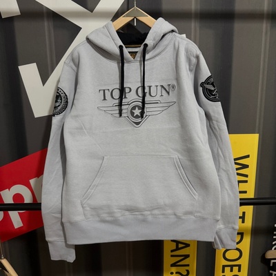 TOPGUN壮志凌云美式休闲连帽卫衣秋冬加绒薄绒刺绣印花套头上衣男