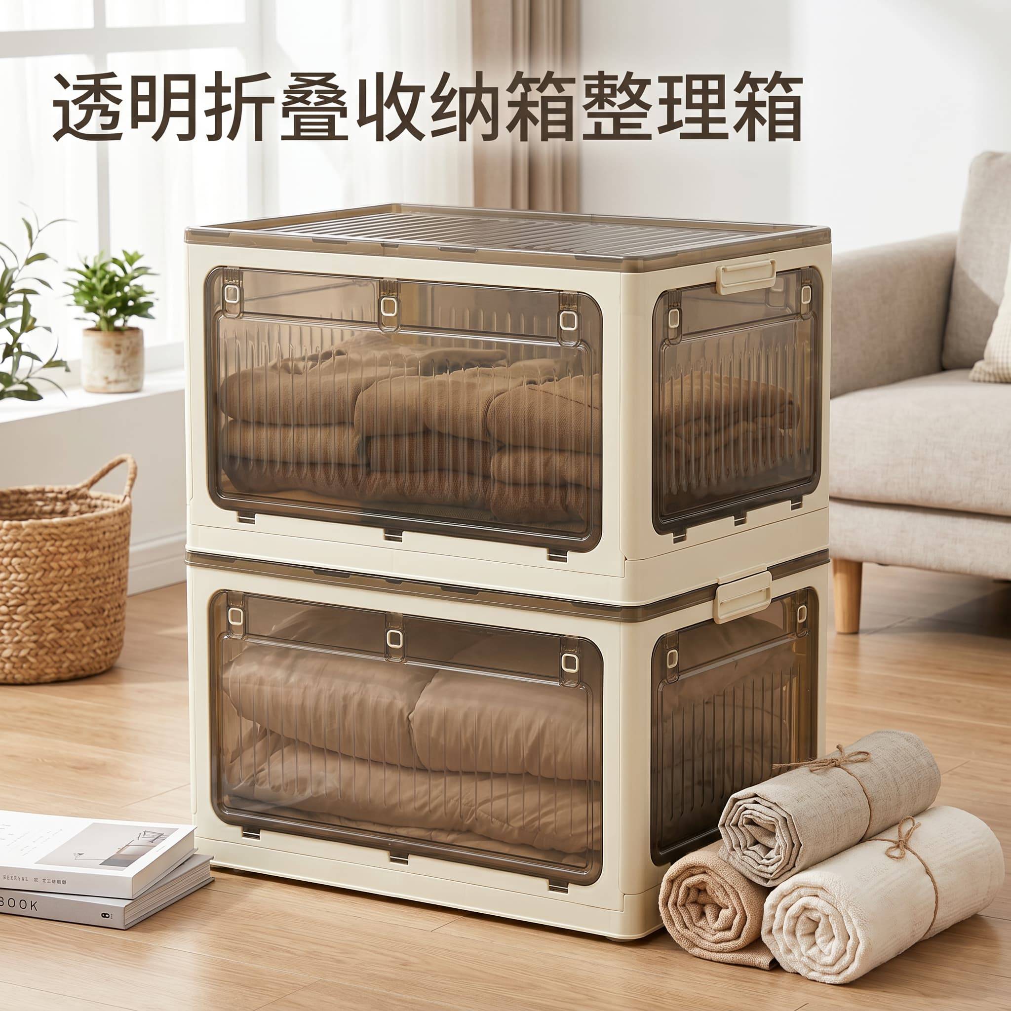 折叠收纳箱家用整理箱衣柜衣服衣物被子收纳储物盒透明书本储物箱