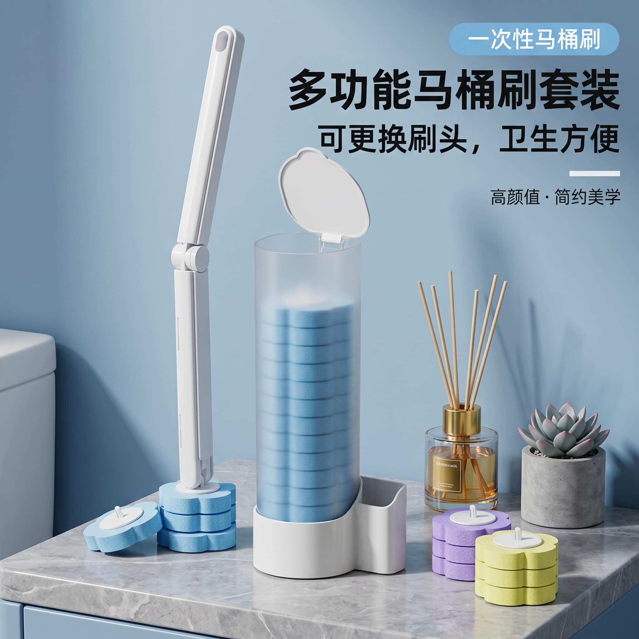 一次性马桶刷套装家用卫生间壁挂式马桶清洁刷可拆卸杆子刷卫生间