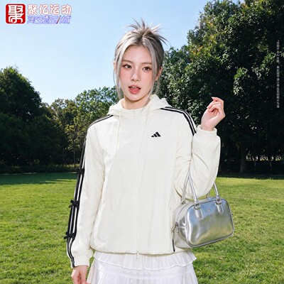 阿迪达斯女三条杠拒水防风外套
