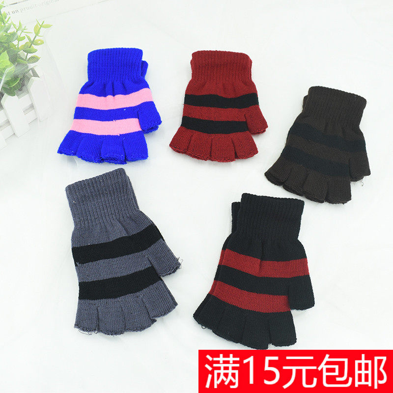 半指手套秋冬季拉绒加厚男女士骑行开车保暖办公打字学生批写字发