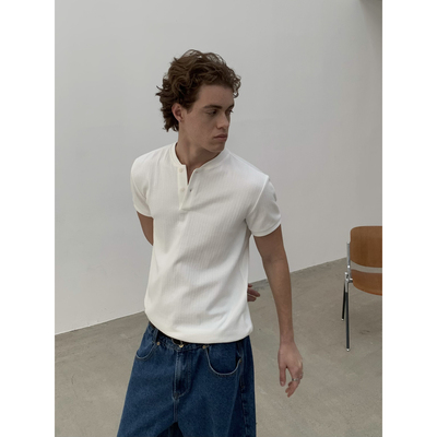 INKNOTS正肩亨利领T恤