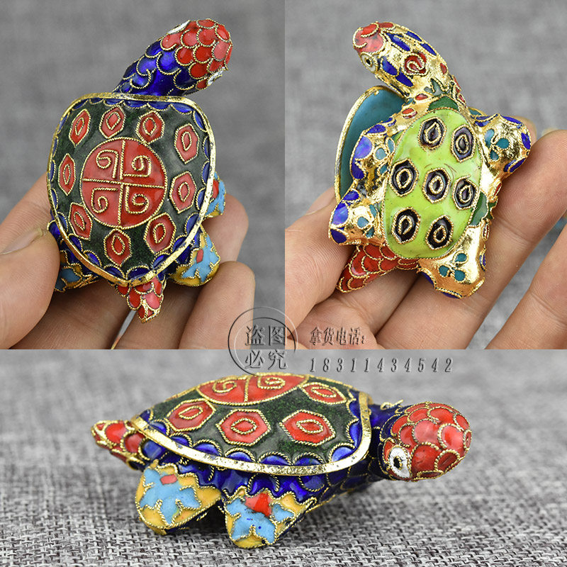正宗传统特色手工艺景泰蓝老货动物花丝乌龟小金龟出国送老外礼品