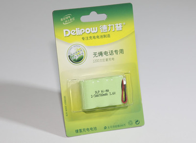 德力普 3.6V 无绳电话电池 3.6V子母机电池2/3AA 700MAH 组合电池