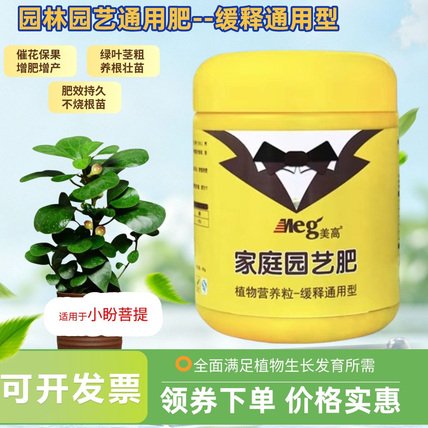 小盼菩提缓释肥室内桌面老桩盆栽绿植专用三元复合氮磷钾颗粒肥料
