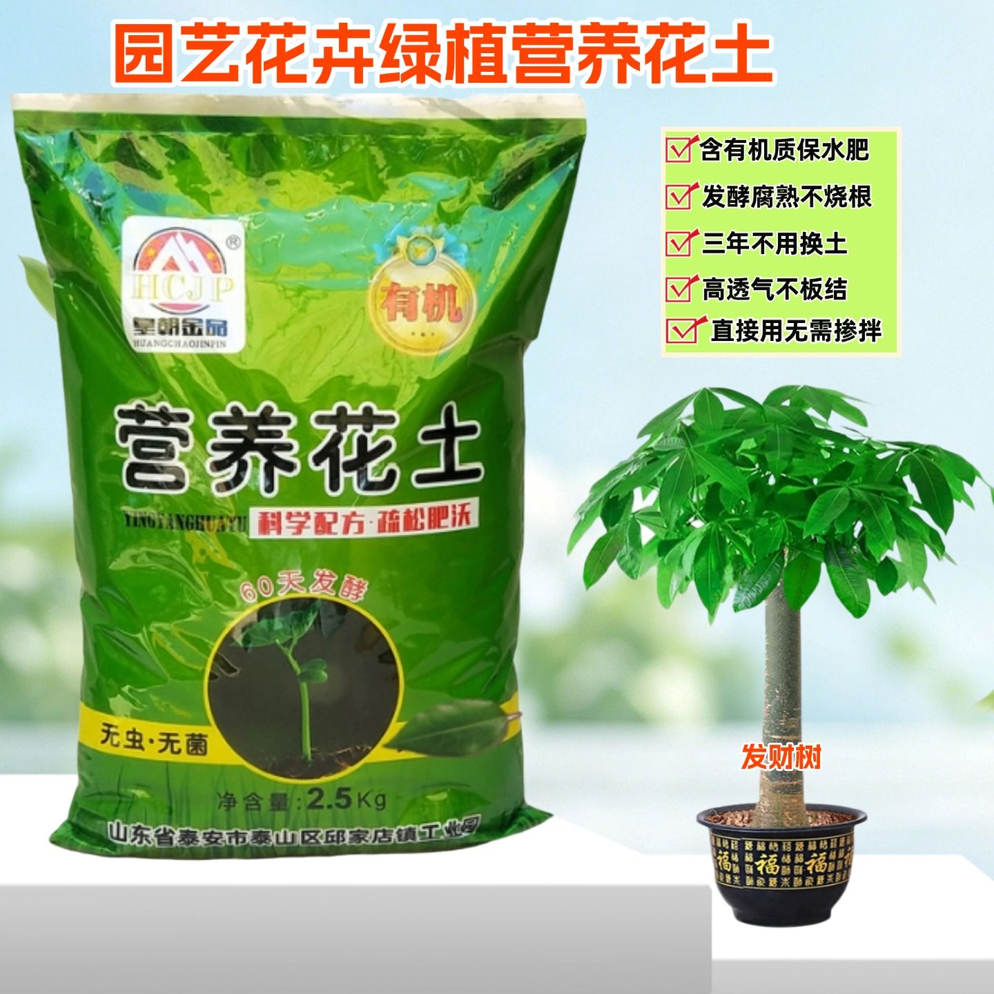 发财树营养花土室内独杆老桩盆栽植物有机发酵微酸专用肥沃种植土