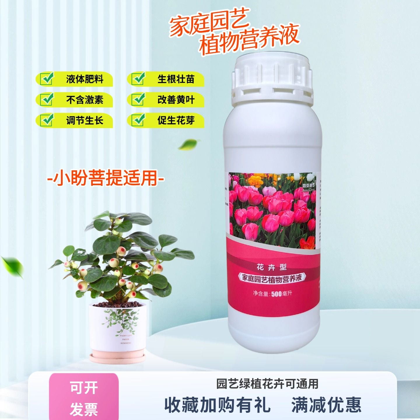 小盼菩提树盆栽浓缩营养液室内桌面老桩绿植氮磷钾水溶专用花肥料