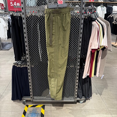 Adidas阿迪达斯三叶草男三条杠刺绣logo梭织透气直筒长裤KY2880