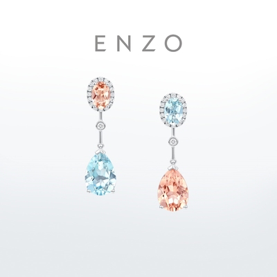 enzo18K金海蓝宝摩根钻石耳钉