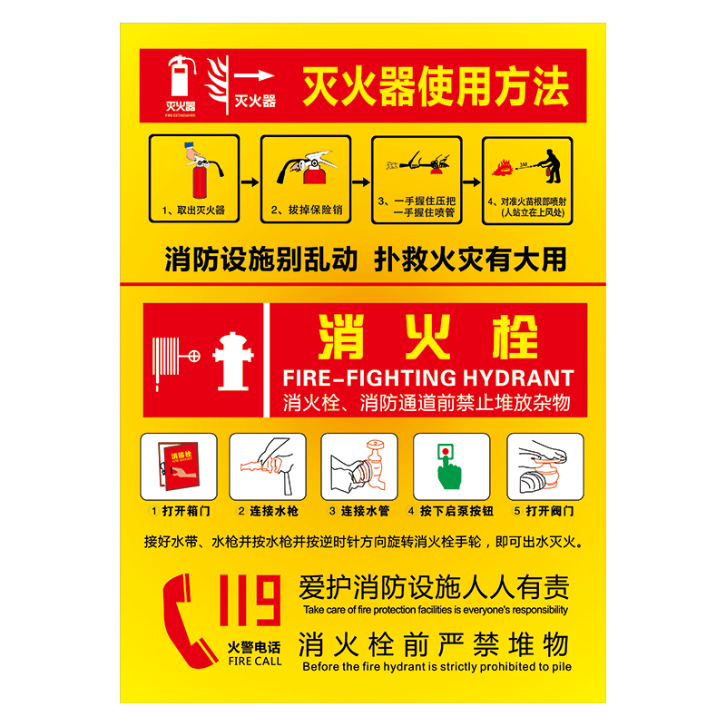 消防器材使用方法海报标语王