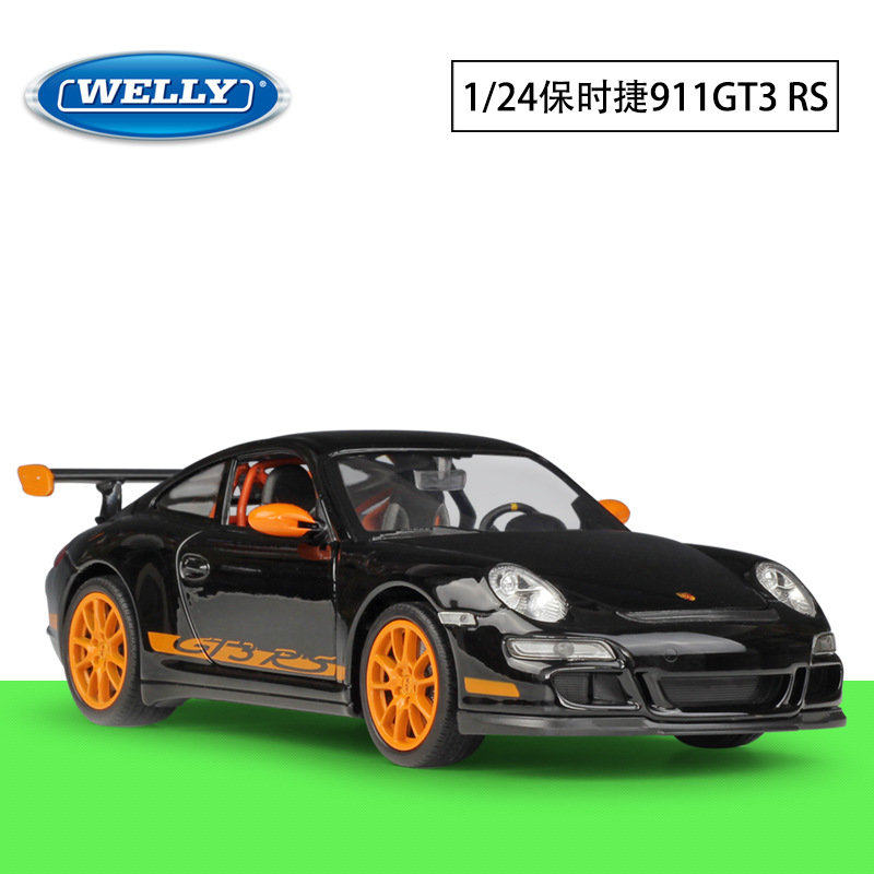 威利1:24保时捷跑车 911GT3 RS仿真合金汽车模型红色黄色黑色收藏
