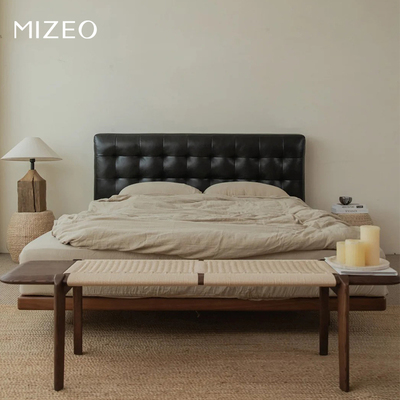 MIZEO米卓/中古风1.8悬浮软床拉点床主次卧室全青皮油蜡真皮软包