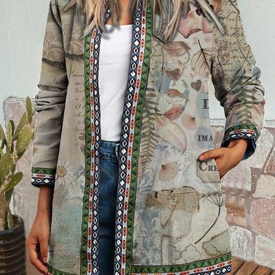 复古女装外套印花民族风长袖9221