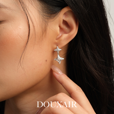 DouxAir新品星星微镶锆耳环925银钻石星星耳钉轻奢高级感气质大气
