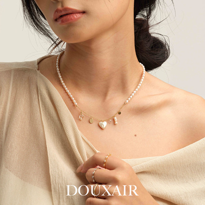 绝甜空气天然珍珠项链爱心吊坠手工锁骨链女高级感轻奢小众颈链女