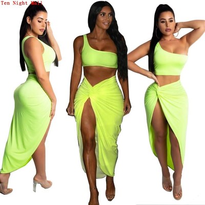Large size women's solid color skirt casual two-piece suit