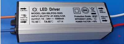 现货供应QH8-10串5并1500MA高PF泛光灯驱动40WLED恒流电源50W