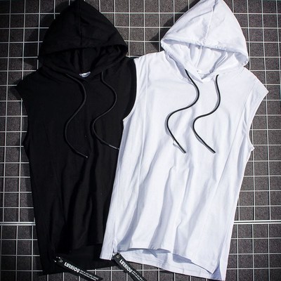 Men Hoody Hoodies Summer Sleeveless Vest Tanktop T Shirt Tee