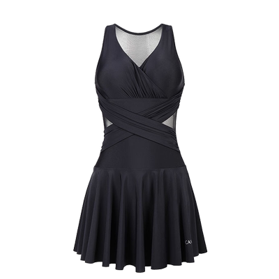 骆驼连体泳衣女泡温泉夏款裙式